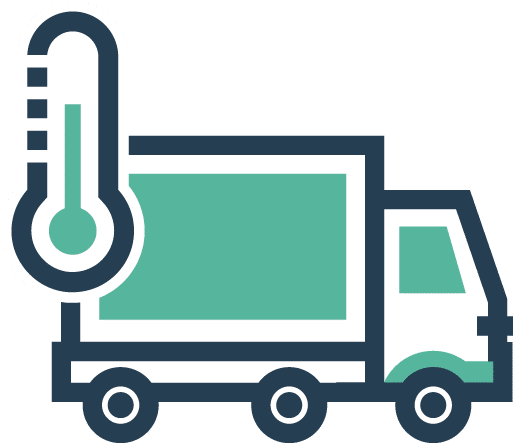 Cold chain transportation in reefer vehicle.